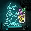 Amazon.com: But First Boba Neon Sign Bubble Tea with Cup Neon Sign for ...