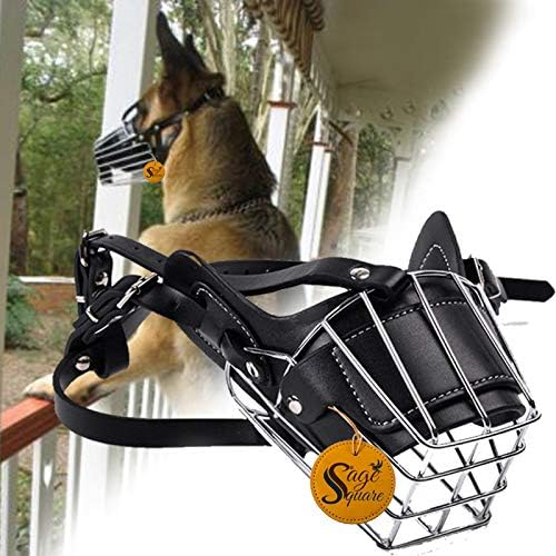 Sage Square Iron Muzzle - Adjustable Strap, Premium Safety Collar for ...