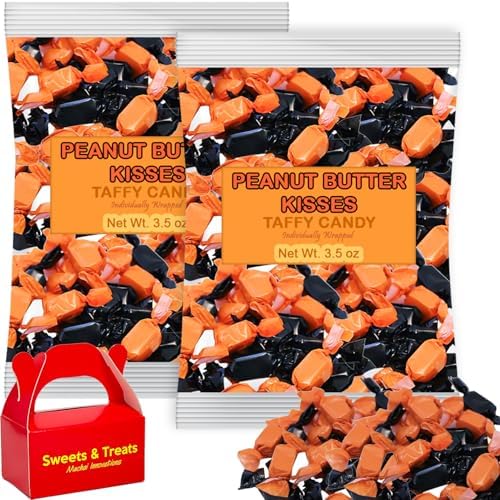 Amazon.com : Peanut Butter Kisses Taffy Candy | Individually Wrapped ...