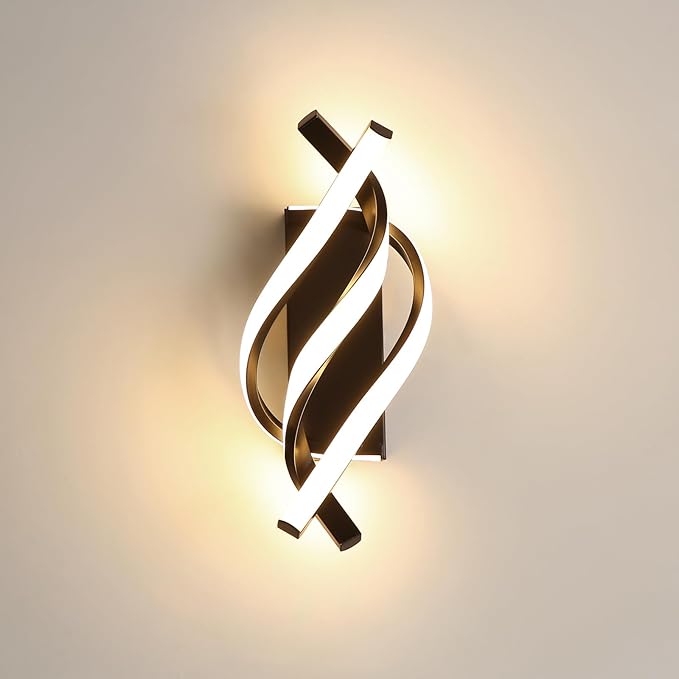 Goeco LED Wall Sconce 19W Modern LED Wall Mounted Lamps Spiral Design ...