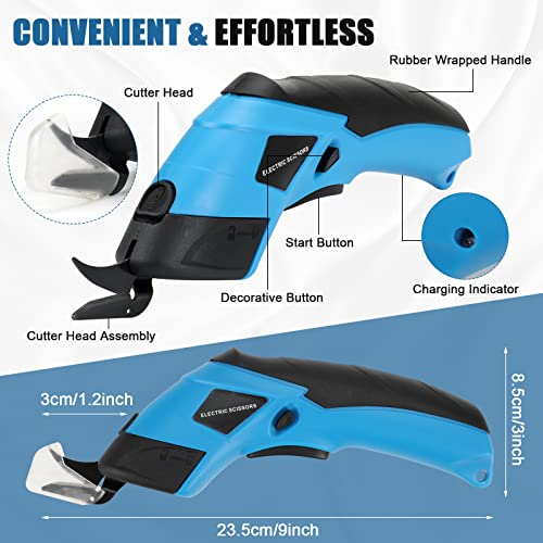 Electric Scissors Cordless Rechargeable Cutters with 2 Cutting Blades ...