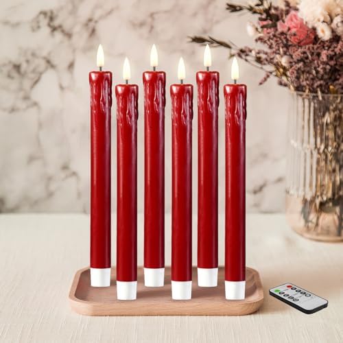 Eywamage White Flameless Taper Candles with Remote, Flickering Real Wax ...