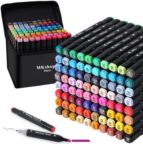 Tongfushop 80 Colored Alcohol Markers, Quick-Drying Dual Tip Colouring ...