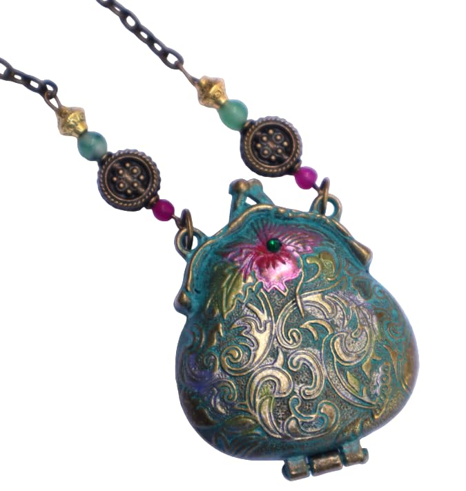 Amazon.com: Long Art Nouveau Gold Vintage Style Turquoise Hinged ...