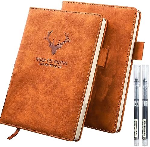 UIRIO 2 Pack Thick Lined Journal Notebook - 360 Pages A5 Wide Ruled ...