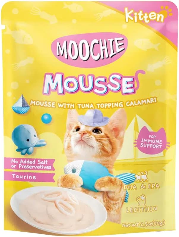 PETS EMPIRE Moochie Tasty Wet Cat Food, Mousse with Tuna Topping ...