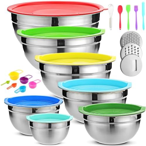 Amazon.com: Mixing Bowls with Lids Set, 7PCS Mixing Bowls for Baking ...