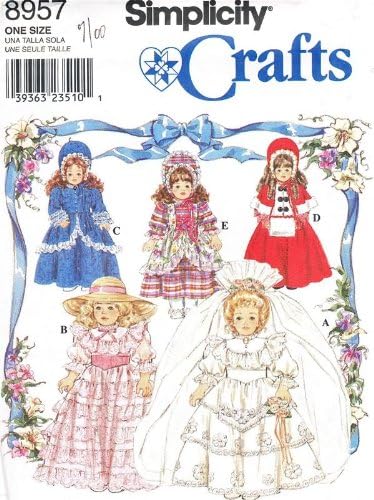 Simplicity 8957 Sewing Pattern: Clothes for 16' and 18" Collector Dolls ...