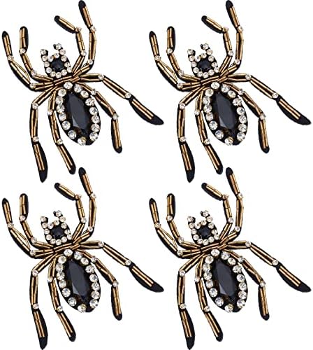 Amazon.com: WEBEEDY 4Pcs Beaded Diamond Spider Patches Applique Sew on ...