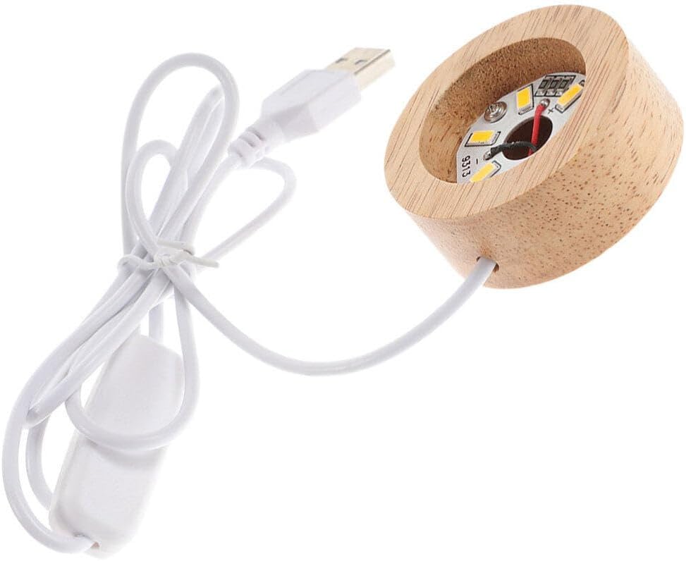 Amazon.com: Wooden Light Base for Crystal Art Compact Round Display ...