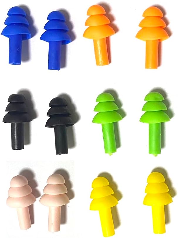 Amazon.com: 6 Pairs Reusable Silicone Swimming Earplugs Silicone Noise ...
