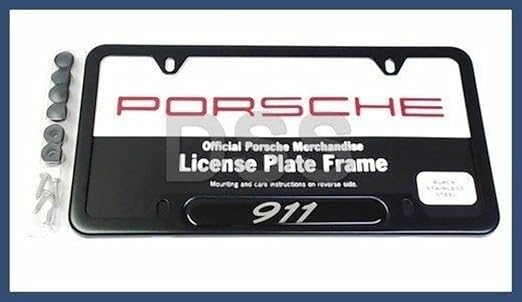 Genuine Porsche 911 License Plate Frame Stainless Steel Black OE ...