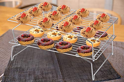 P&P CHEF Cooling Rack Set, 2-Tier Stackable Stainless Steel Wire Racks ...