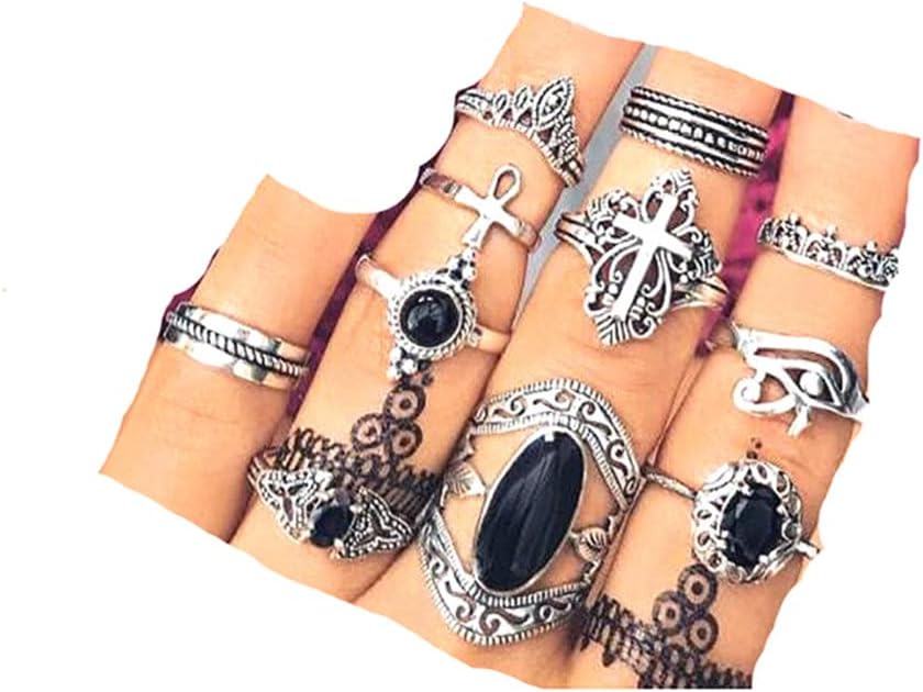 Amazon.com: Cathercing 11 Pcs Women Silver Ring Sets Knuckle Vintage ...