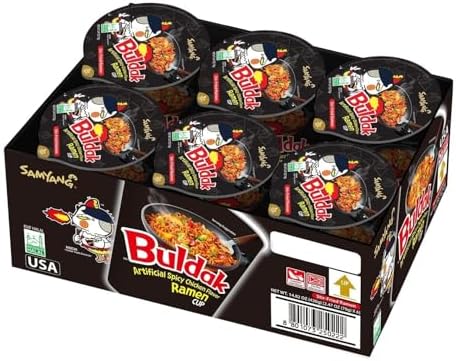 Amazon.com: Buldak Ramen Noodles - Carbonara Flavor - Cup 6 Pack ...