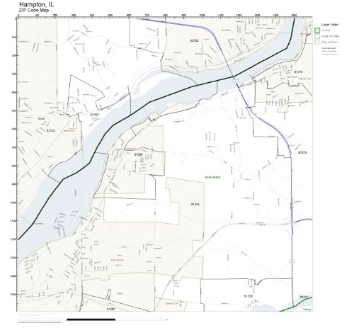 ZIP Code Wall Map of Hampton, IL ZIP Code Map Laminated - Want It All