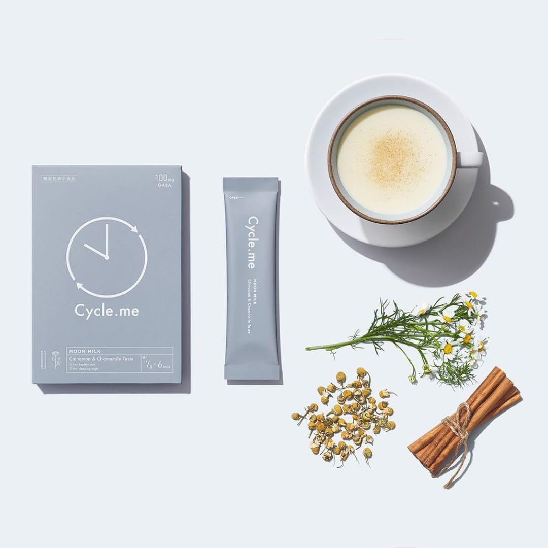 Amazon.co.jp: 【機能性表示食品】 Cycle.me サイクルミー ムーンミルク シナモン＆カモミール GABA 睡眠の質（眠りの深さ）の向上に役立つ。 : 食品・飲料・お酒
