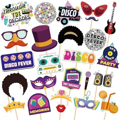 70s Photo Booth Props, 41pcs Disco Photo Booth Props, 70s Party ...