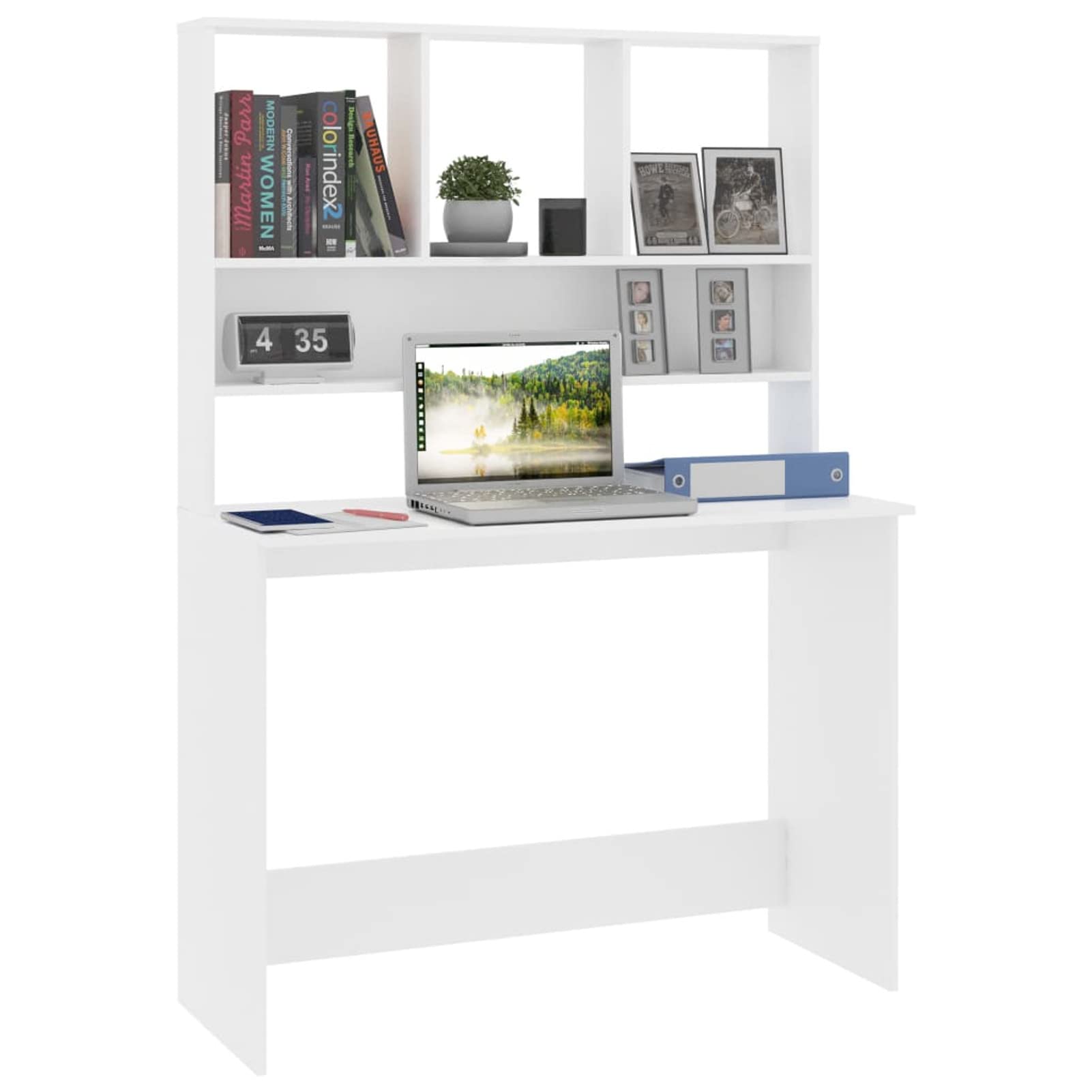 Amazon.com: Gecheer Desk with Shelves White 43.3"x17.7"x61.8 ...