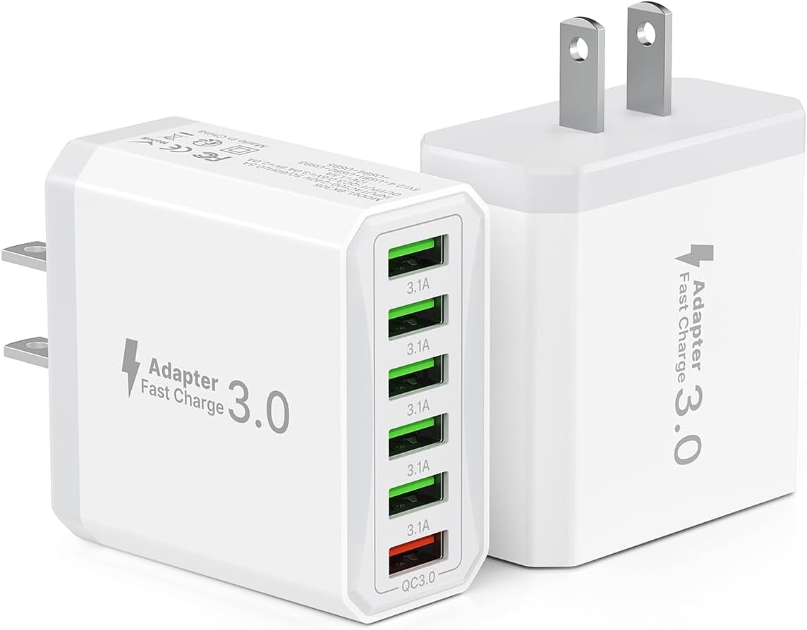 Amazon.com: USB Wall Charger Block 12W - 4 Pack USB Plug, USB Charging ...