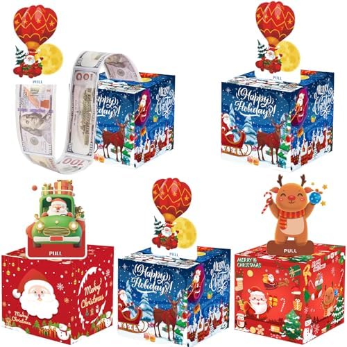 4 Pack Surprise Christmas Money Box for Cash Gift Pull with 200PCS ...