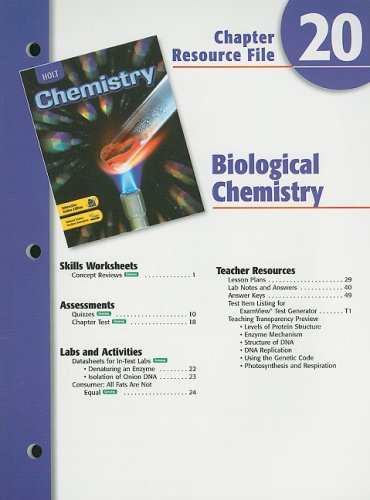 Holt Chemistry Chapter 20 Resource File: Biological Chemistry ...