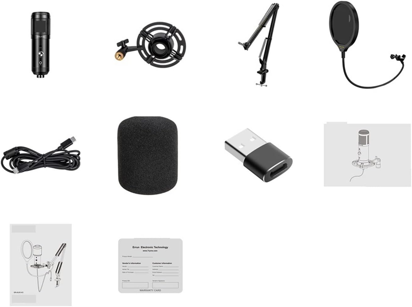 Amazon.com: mic USB Microphone Professional Condenser Microphone Kit ...