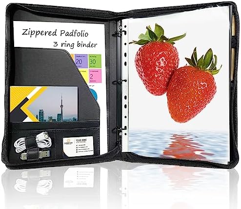 Amazon.com : Yodo Zippered Portfolio 3-Ring Binder Business PU Leather ...