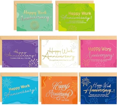 Amazon.com : Fancy Land Colorful Work Anniversary Cards 24 Pack ...