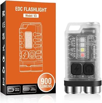 V3 Small Powerful EDC Flashlight With Red UV Blue Light, Upgraded ...