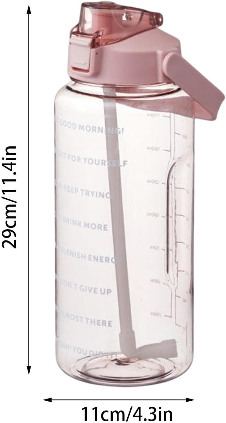 Botella de agua con marcador de tiempo Botella deportiva de gimnasio de 2 L, botella de agua con ...