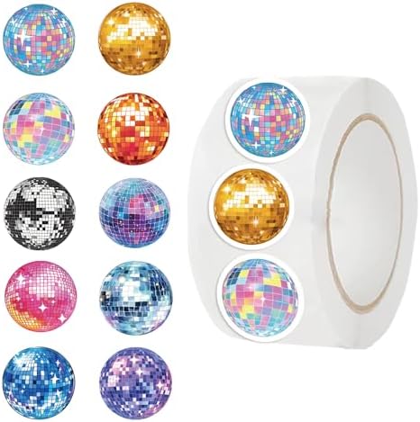 Amazon.com: 500PCS Disco Ball Stickers Roll Envelope Seals Sticker 10 ...