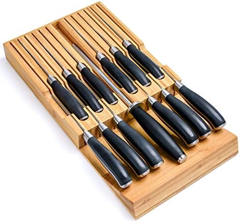 in-Drawer Bamboo Knife Block - Holds 14 Knives Plus a Slot for Your ...