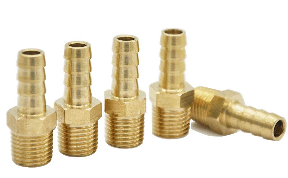 1/4 Barb To 1/4 Npt Brass Hose Barb Fittings 5/16 X 1/4 NPT Male - 5 ...