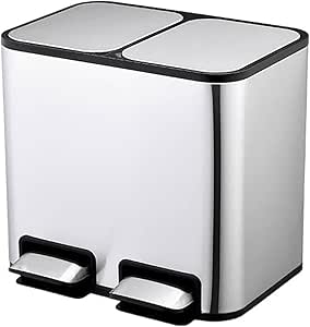 Amazon.com: Bin Foot-Operated Sorting Trash Can Stainless Steel Kitchen ...