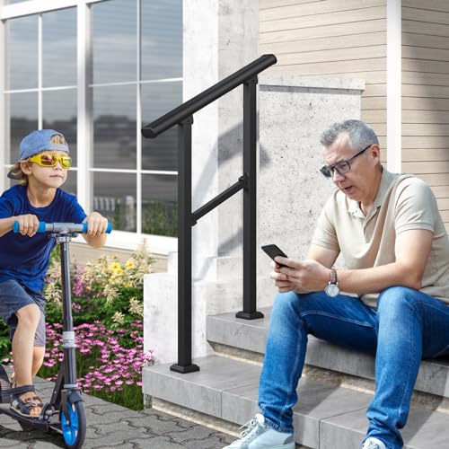 Snapklik.com : LOVMOR 2 Step Hand Rails For Outdoor Steps, Wrought Iron ...