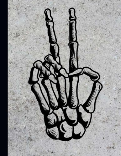 Skeleton Peace Sign composition notebook: 200 wide ruled pages: catman ...