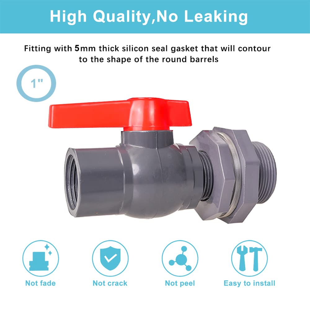 Snapklik.com : Ququyi 1 Inch PVC Rain Barrel Valve Spigot Kit