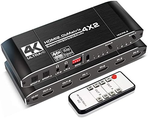 Amazon.com: 4K 2x4 HDMI Matrix Switch, 2 in 4 Out Matrix HDMI 2.0 Video ...