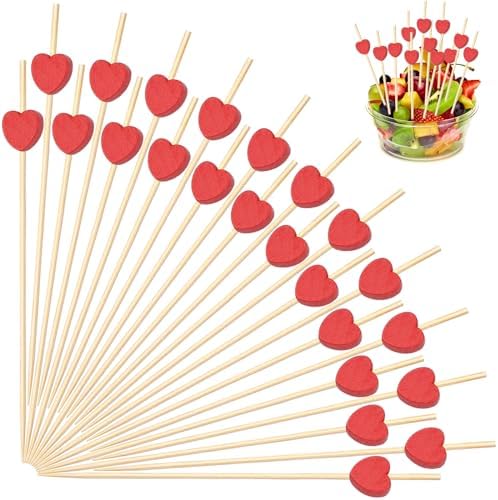 CCINEE 200pcs Heart Cocktail Picks,Pink Red Heart Shaped Cocktail ...