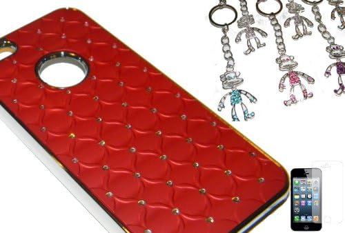 Amazon.com: IPHONE 5 RED QUILTED SPOT DIAMOND HARD BACK PROTECTOR CASE ...