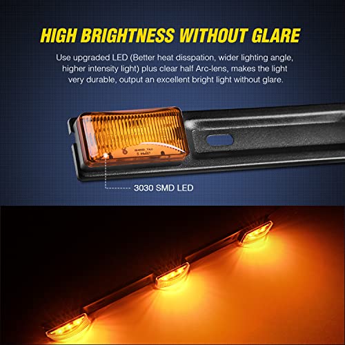 Snapklik.com : 9 LED Marker Tail Trailer Light Bar 142Inch 1PC Amber ...