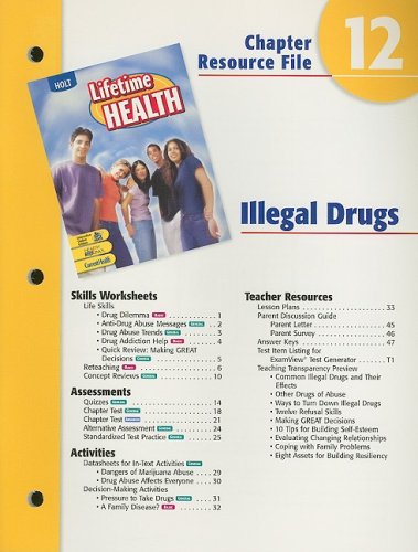 Holt Lifetime Health Chapter 12 Resource File: Illegal Drugs: 9780030681042: Amazon.com: Books
