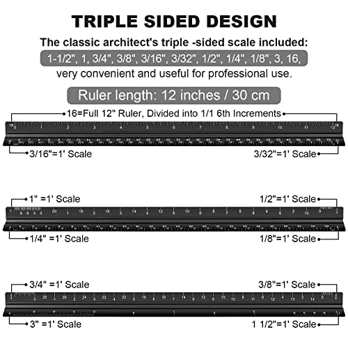 Snapklik.com : Architectural Scale Ruler, 12 Inch Aluminium Architect ...