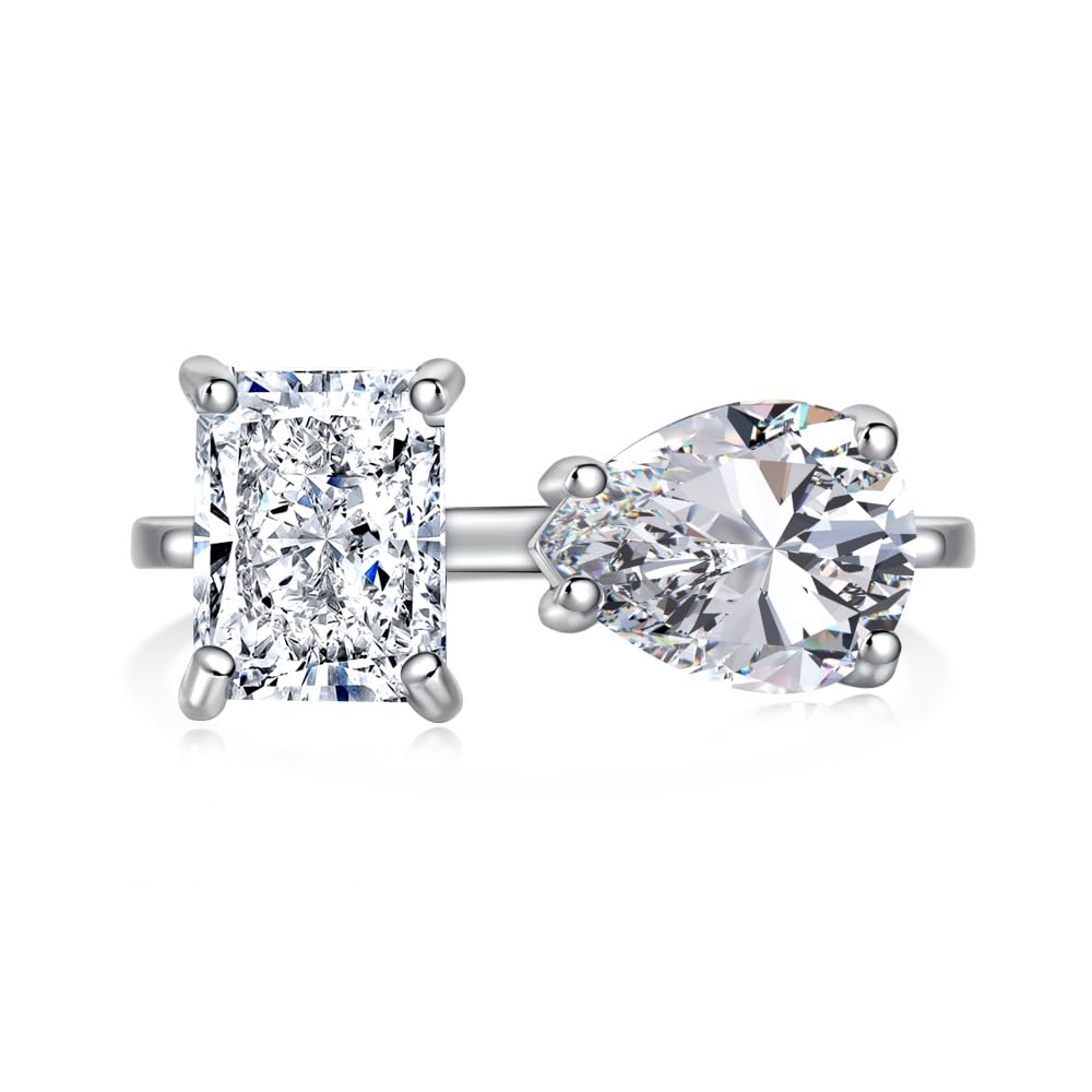 Ambica New York Sterling Silver Engagement Rings for Women, Toi Et Moi ...