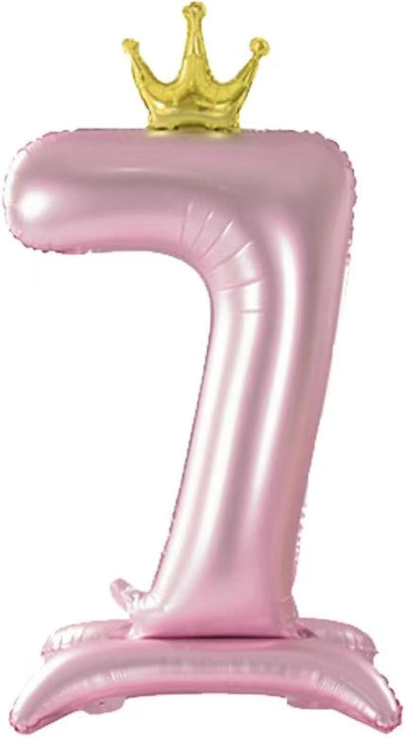 Amazon.com: 42 Inch Standing Pink Number 7 Balloons Wit Crown, 7th ...