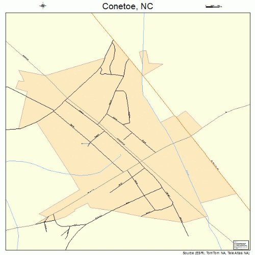 Amazon.com: Large Street & Road Map of Conetoe, North Carolina NC ...