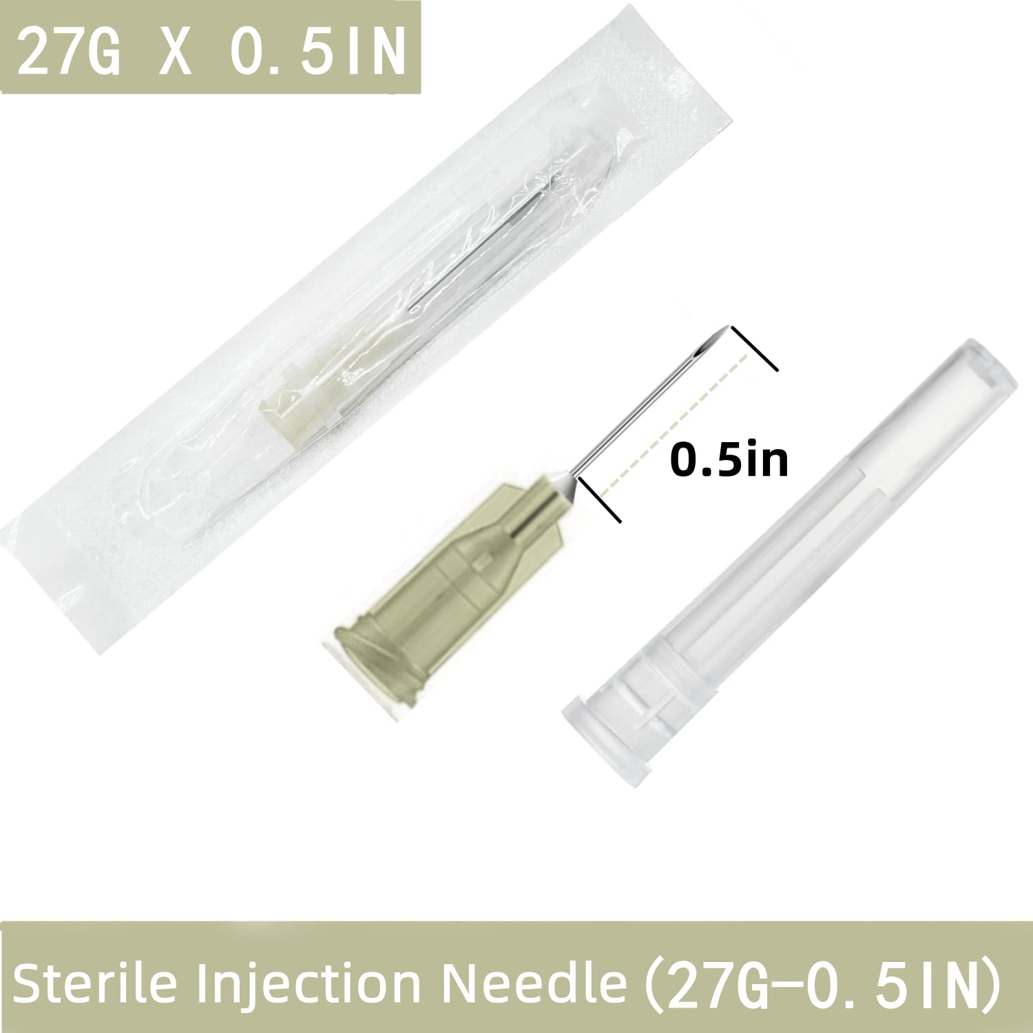 Snapklik.com : 100 Pack 27Ga 1/2 Inch Sterile Disposable Injection Needle