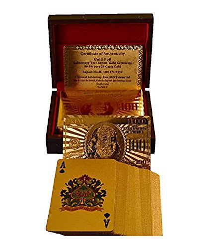 JEWEL FUEL 24 Karat Gold Playing Cards with Exclusive Wooden : Amazon ...