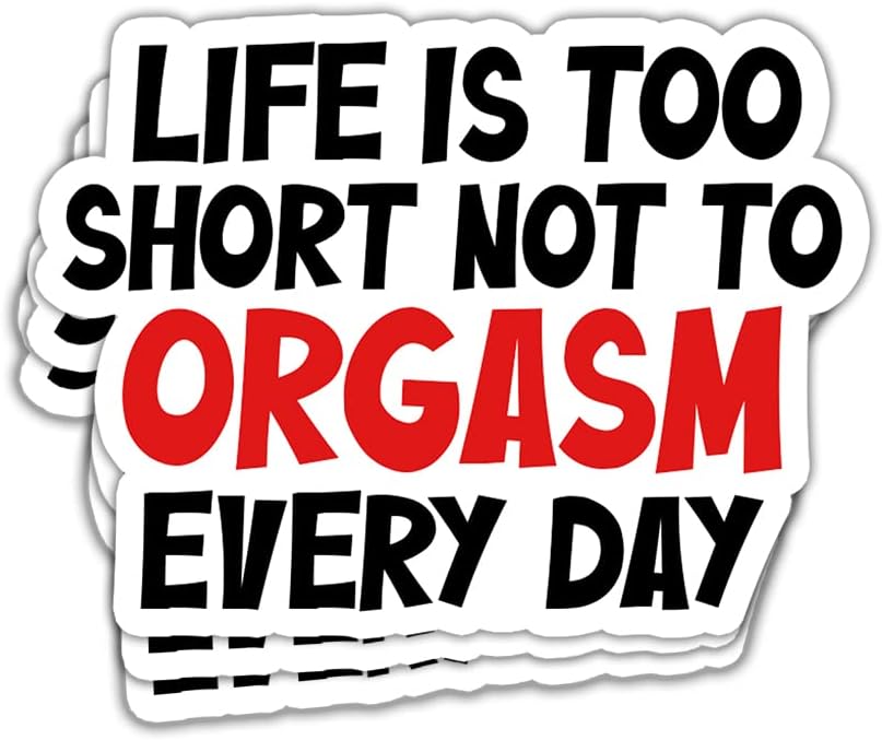 Amazon.com: SUNHADO (3 Pcs) Life is Too Short Not to Orgasm Everyday Sticker Funny Adult Joke ...